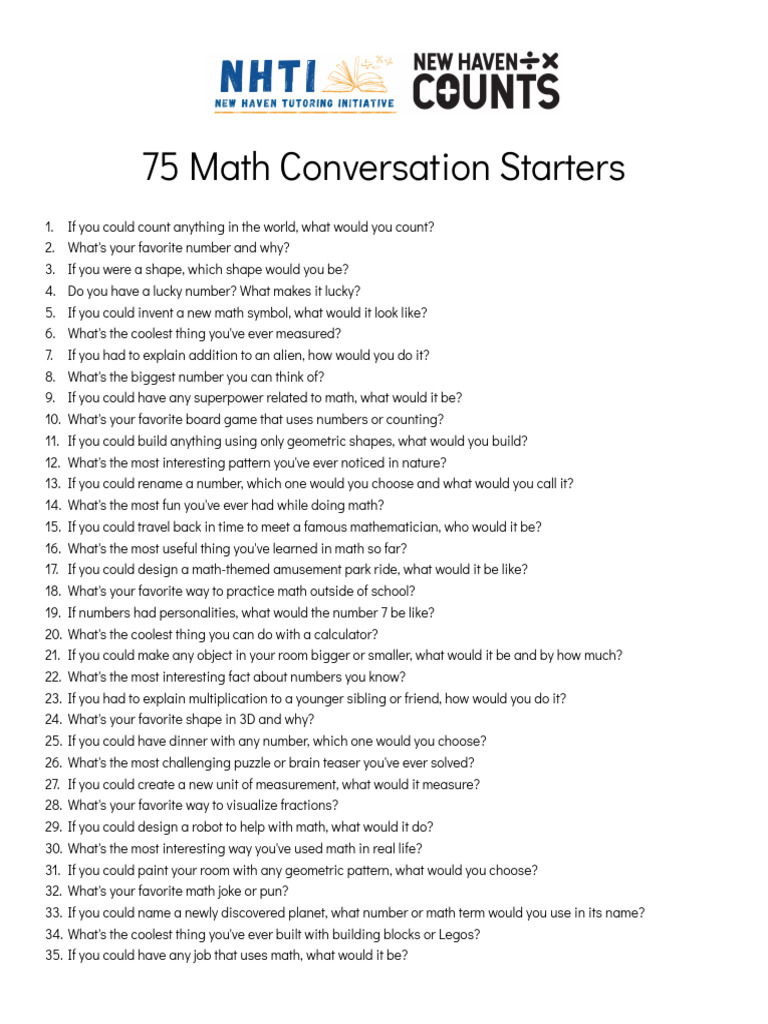 Math Conversation Starters | PDF | Mathematics