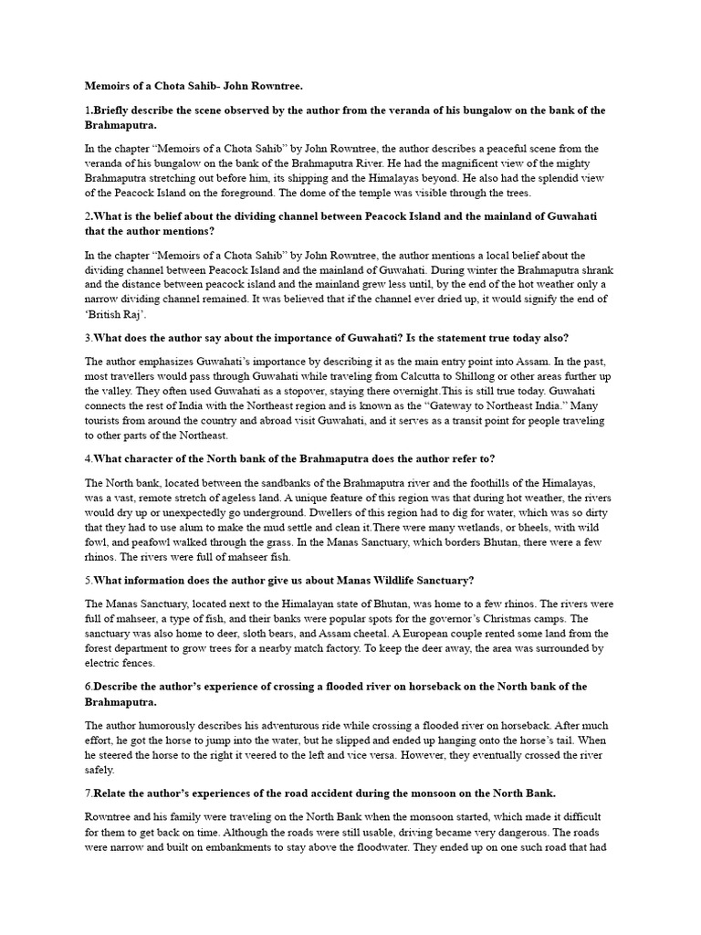 Memoirs of. a Chota Sahib | PDF