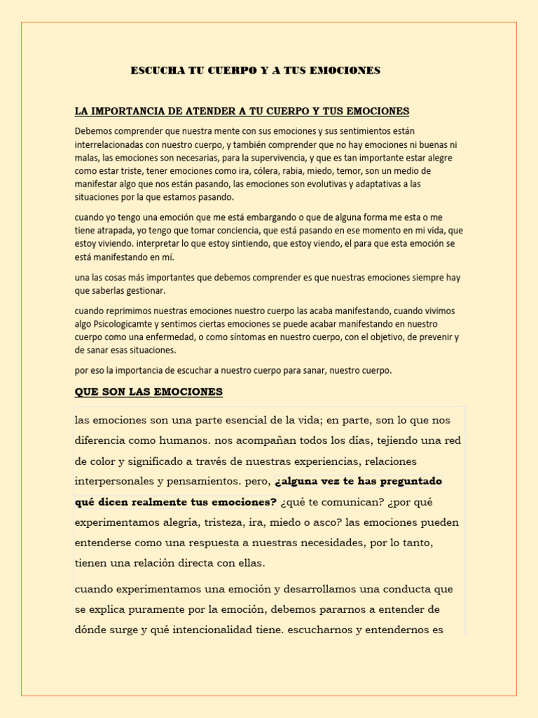 Escuca Tu Cuerpo y A Tus Emociones | PDF | Las emociones | Ira