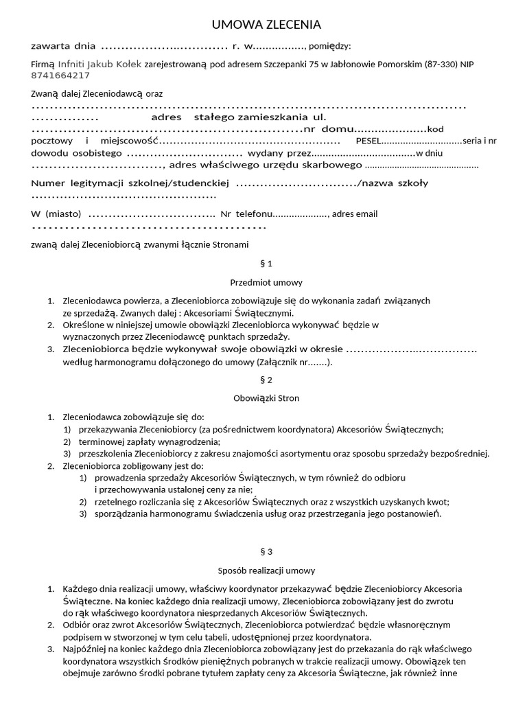Umowa Zlecenia Na Sklepy - 28 | PDF