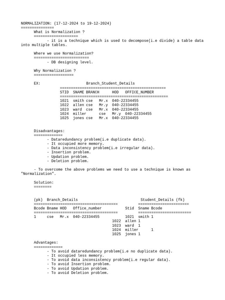 Database Normalization Guide | PDF | Databases | Data Management