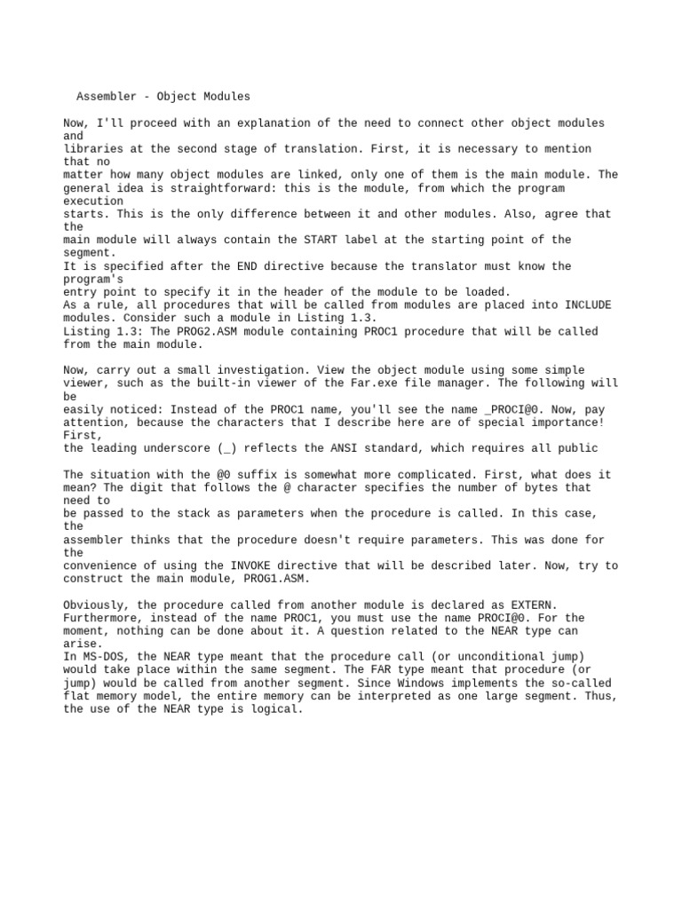 Asembler - Object Modules | PDF