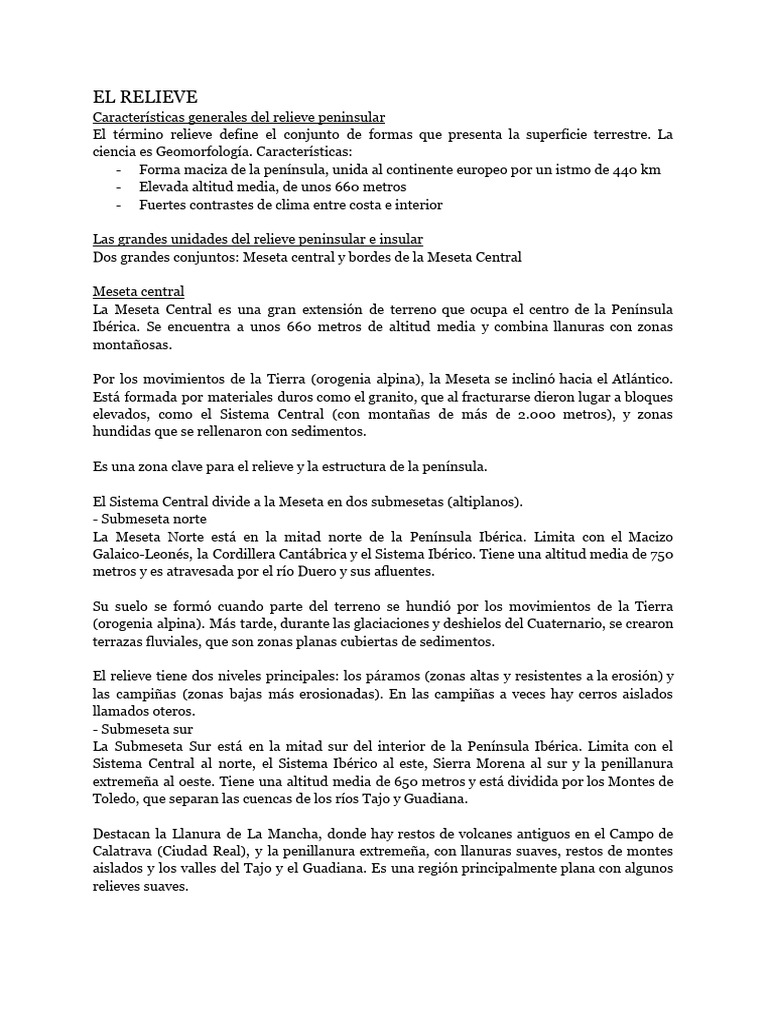 EL RELIEVE | PDF | Paisaje | Divisiones Fisiográficas