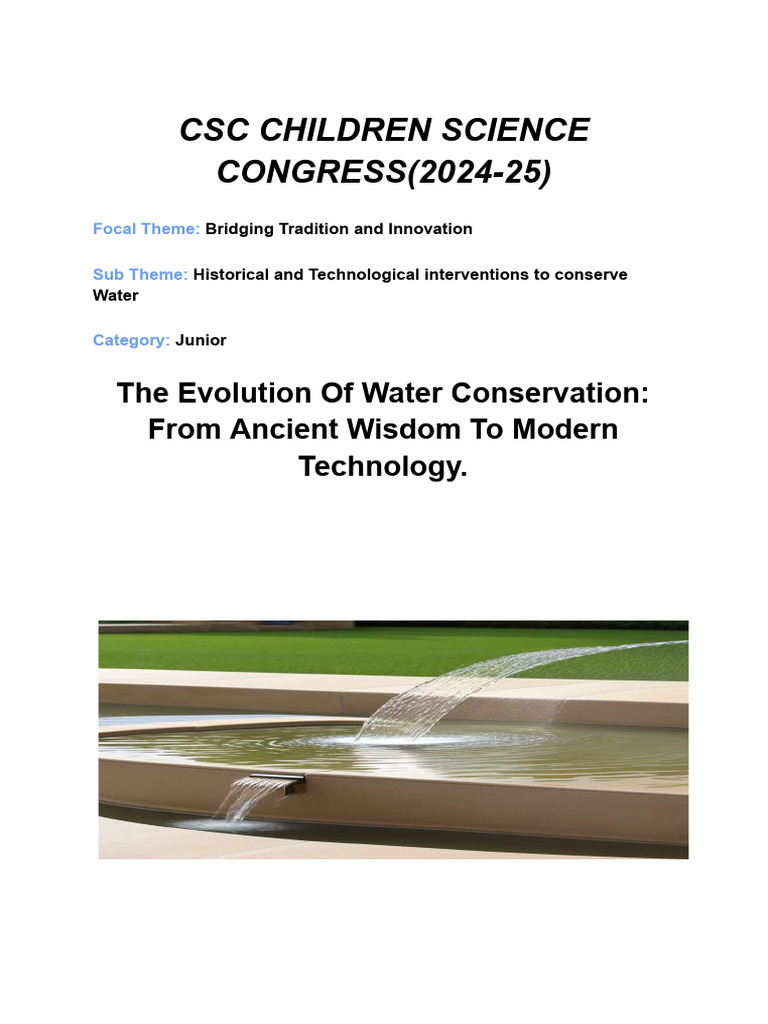 CSC Children Science Congress (2024-25) | PDF | Statistics | Water ...