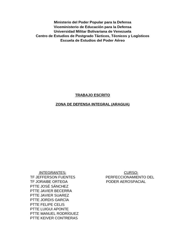 Zodi Aragua: Defensa y Geografía | PDF