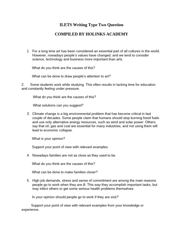 ILETS Writing Type Two Question Set 1 | PDF | Knowledge | Fossil Fuels