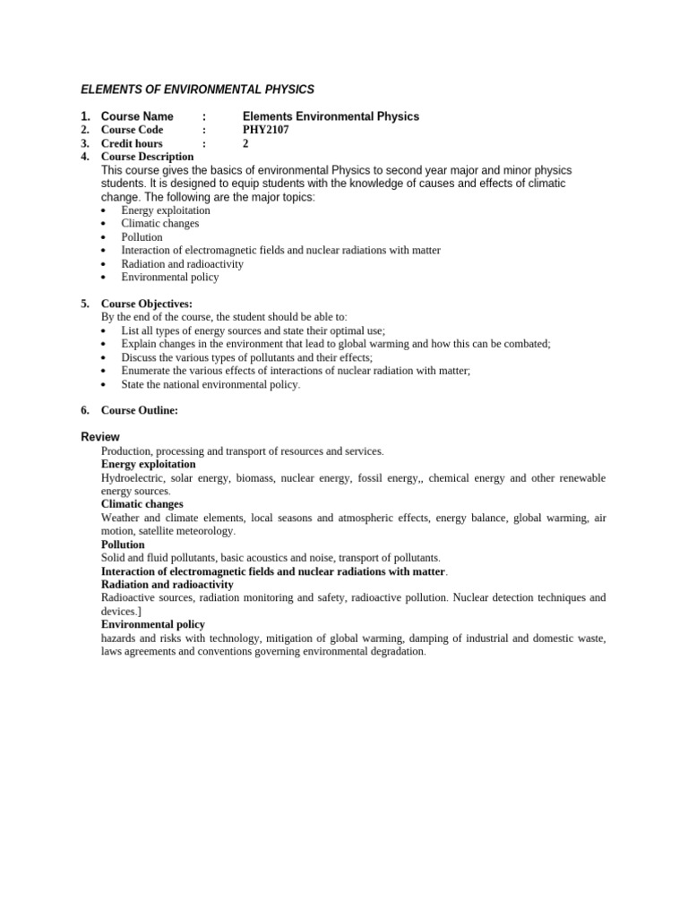 Elements of Environmental Physics | PDF