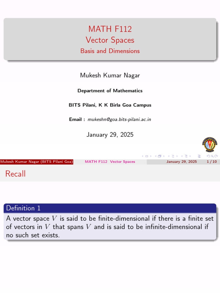 Lec 10 Bases and Dimensions (4) | PDF | Basis (Linear Algebra) | Vector ...