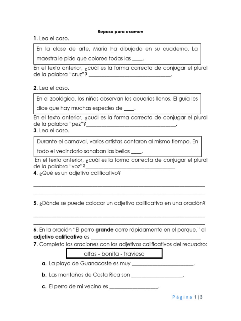 Practica de Español Cuarto | PDF