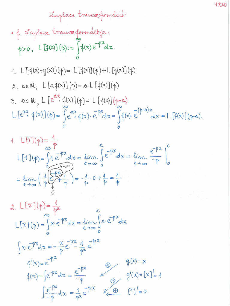 2.-3.gyak Laplace Transzformalt | PDF