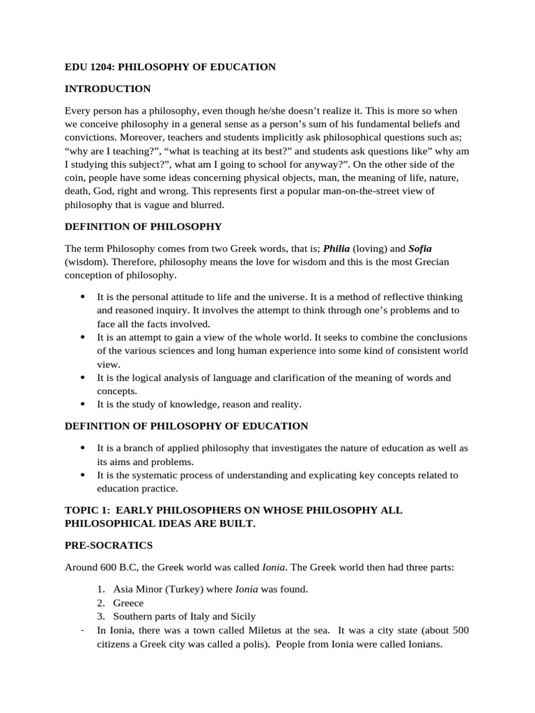 Philosophy of Education Overview | PDF | Socrates | Plato