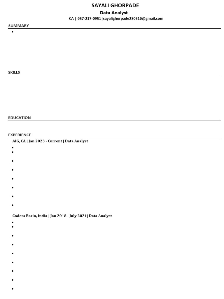 Sayali-Data Analyst-Resume | PDF | Data Analysis | Data