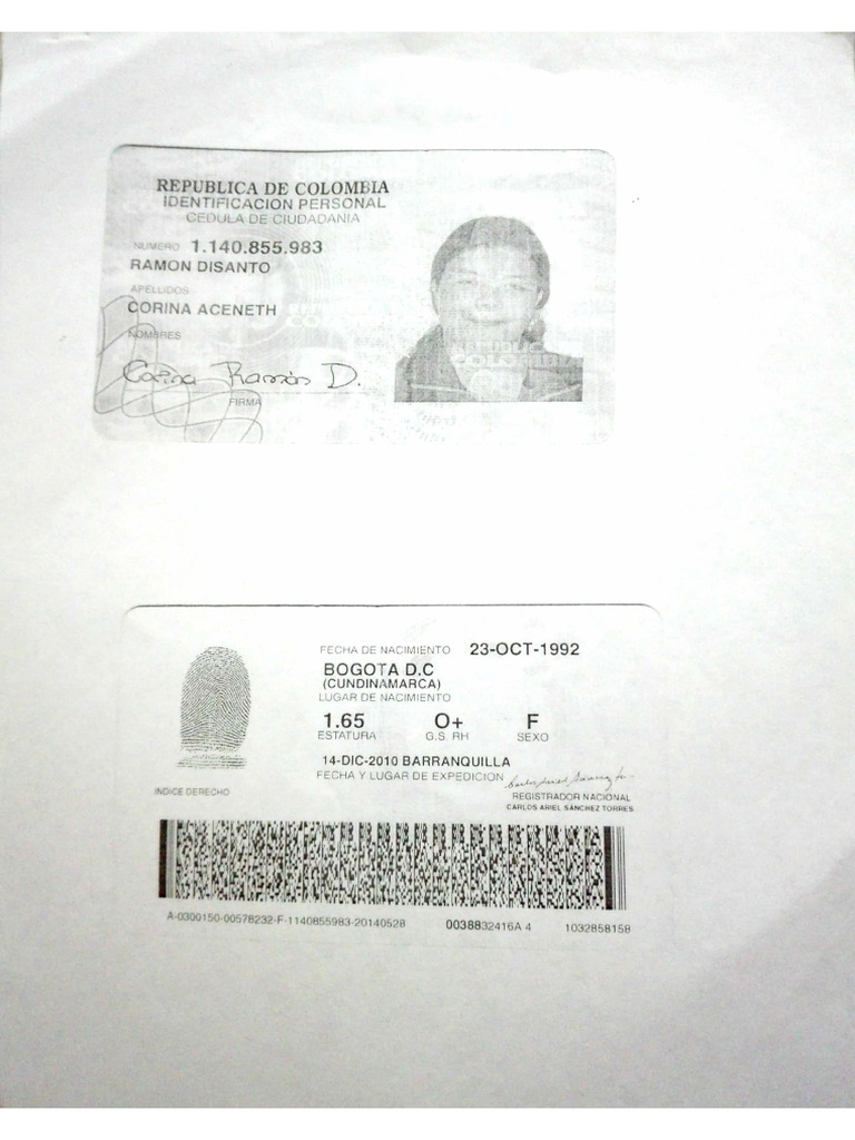 Cedula Corina - Corina Ramon Disanto | PDF