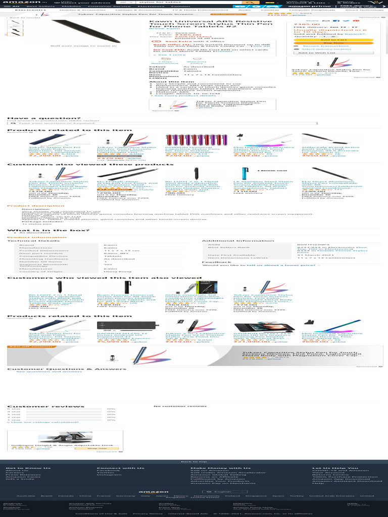 Kawn Universal ABS Resistive Touch Screen Stylus Thin Pen For Phone ...