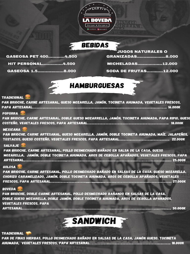 Menú La Bóveda | PDF