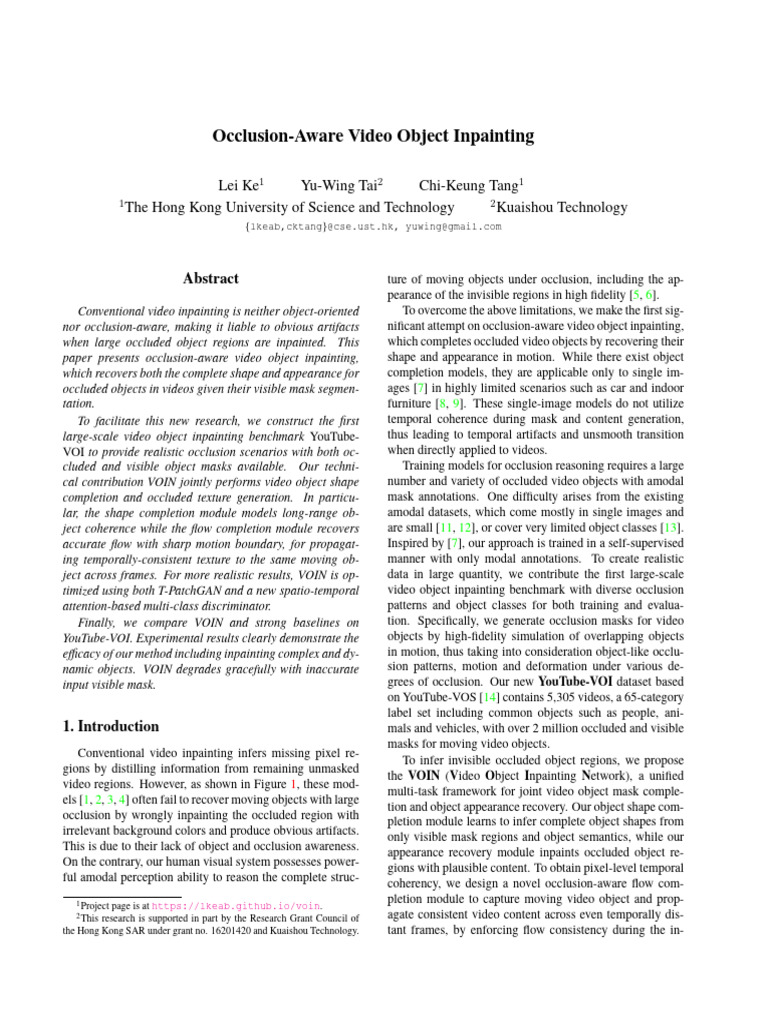 Occlusion-Aware Video Object Inpainting | PDF | Image Segmentation | Video