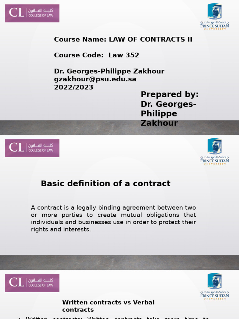 Introduction 2 - LAW OF CONTRACTS II | PDF