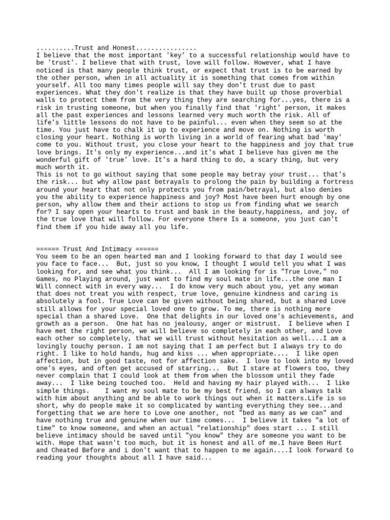 trust format | PDF | Love | Friendship