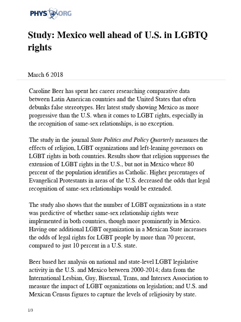 2018 03 Mexico LGBTQ Rights | PDF | Homosexuality | Justice