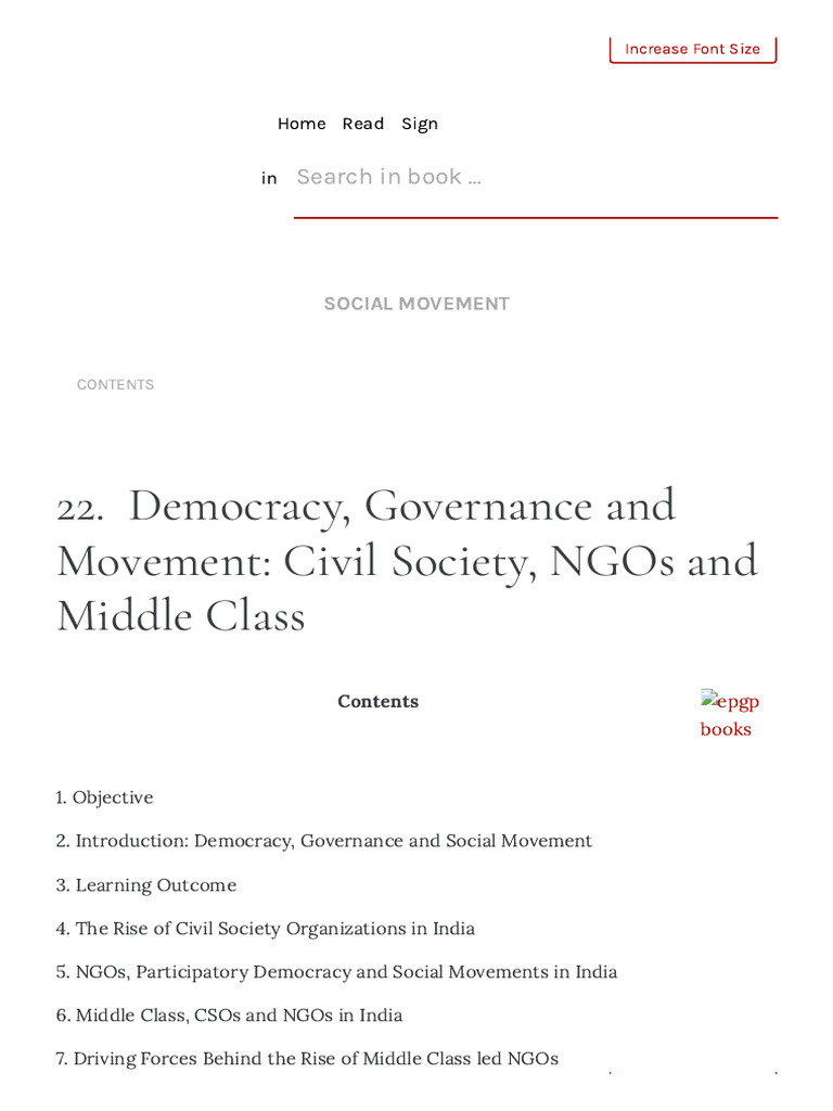 Democracy, Governance and Movement - Civil Society, NGOs and Middle ...