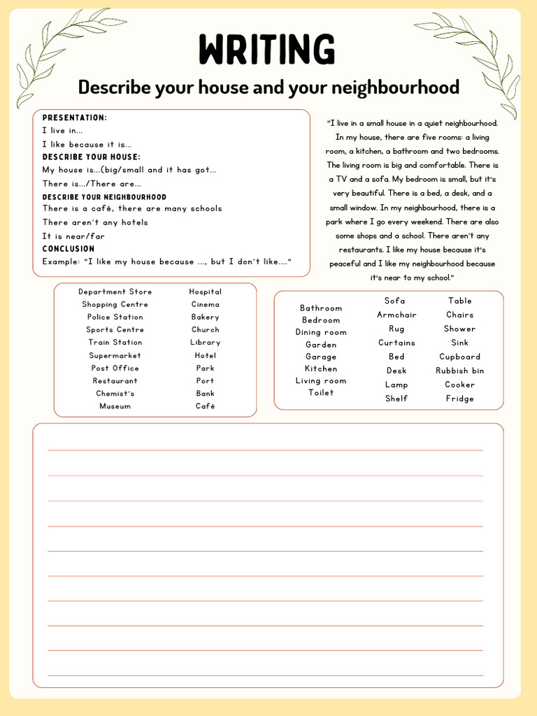 Describe My House and Neigbourhood | PDF | Room | Bedroom