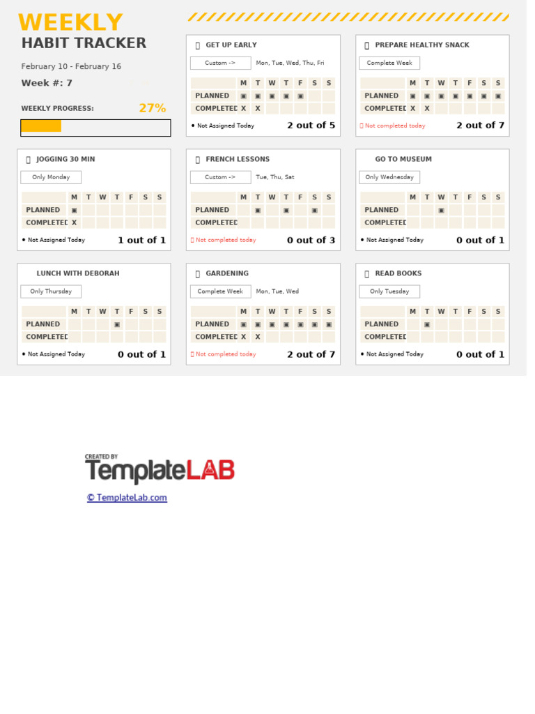 Weekly Habit Tracker 01 Templatelab.com | PDF