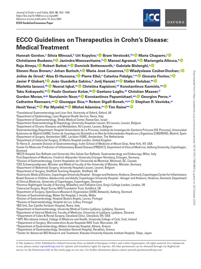 ECCO 2024 Guidelines for Crohn's Disease | PDF | Clinical Trial ...