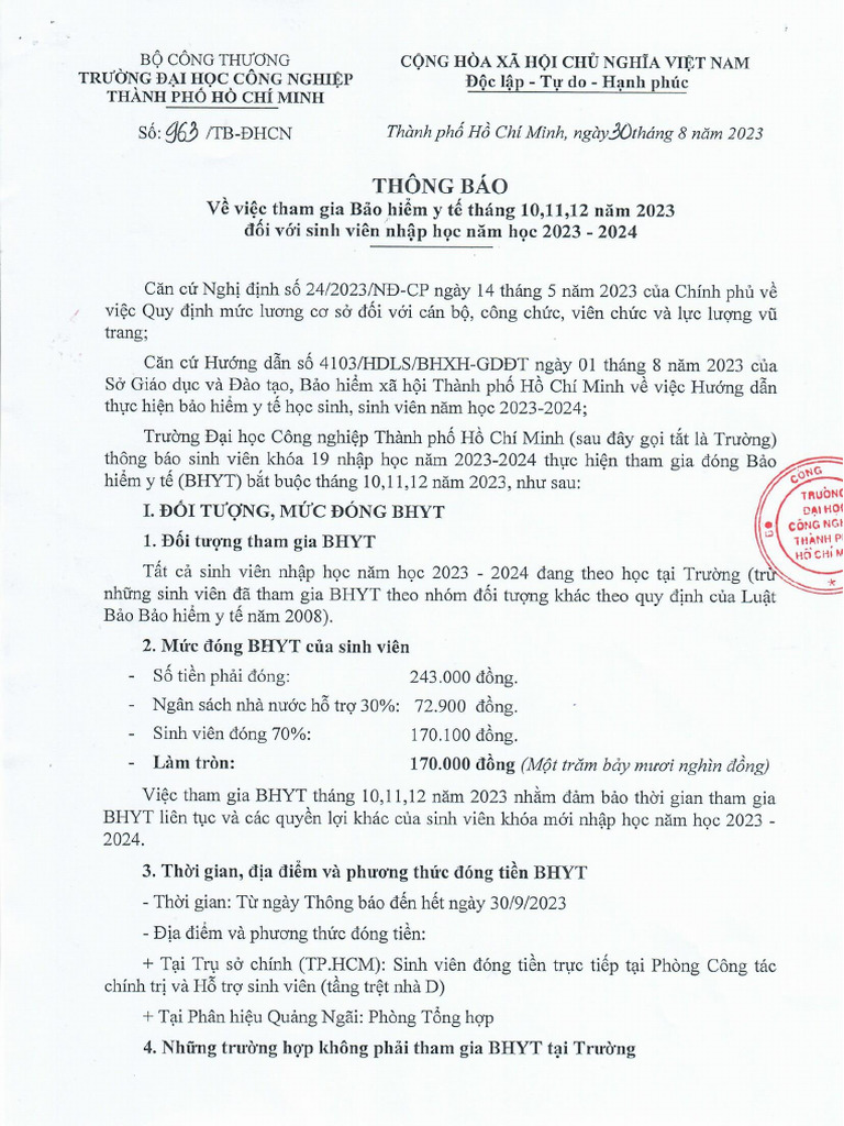 Thong Ba Ve Tham Gia Bao Hiem Voi k19 | PDF