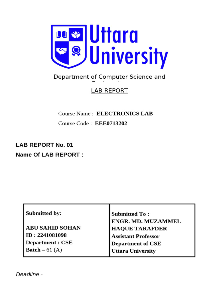 Electronics Lab Report No. 01 | PDF