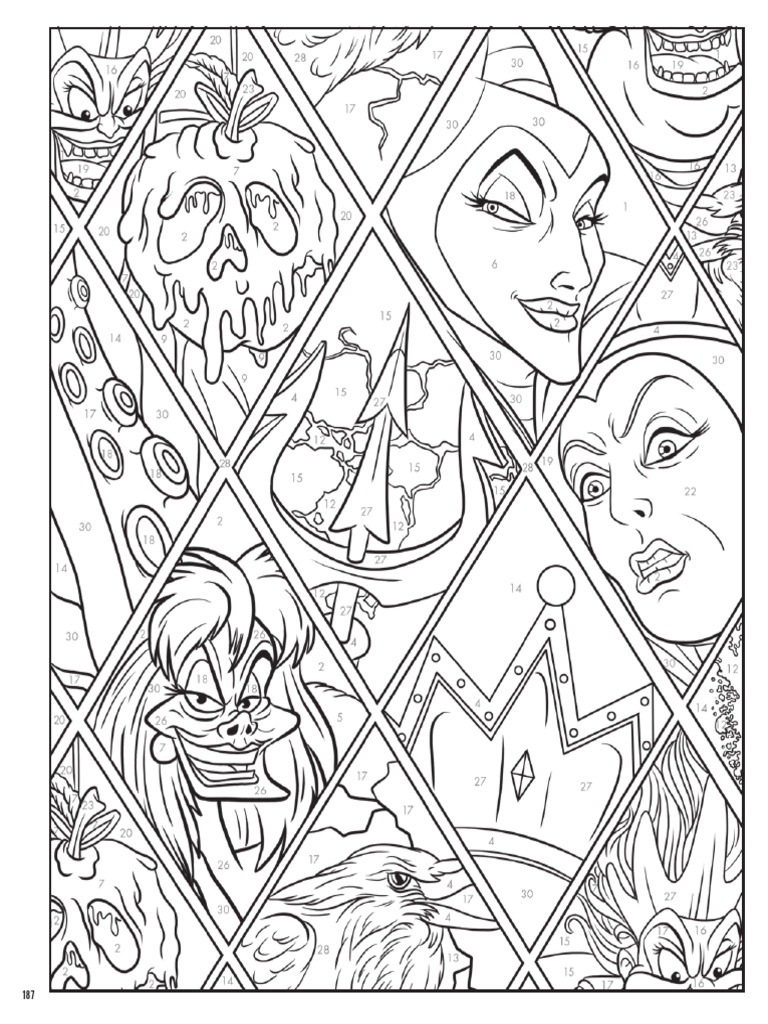 Disney Villains Color by Number Pages | PDF | Artistic Techniques | Color