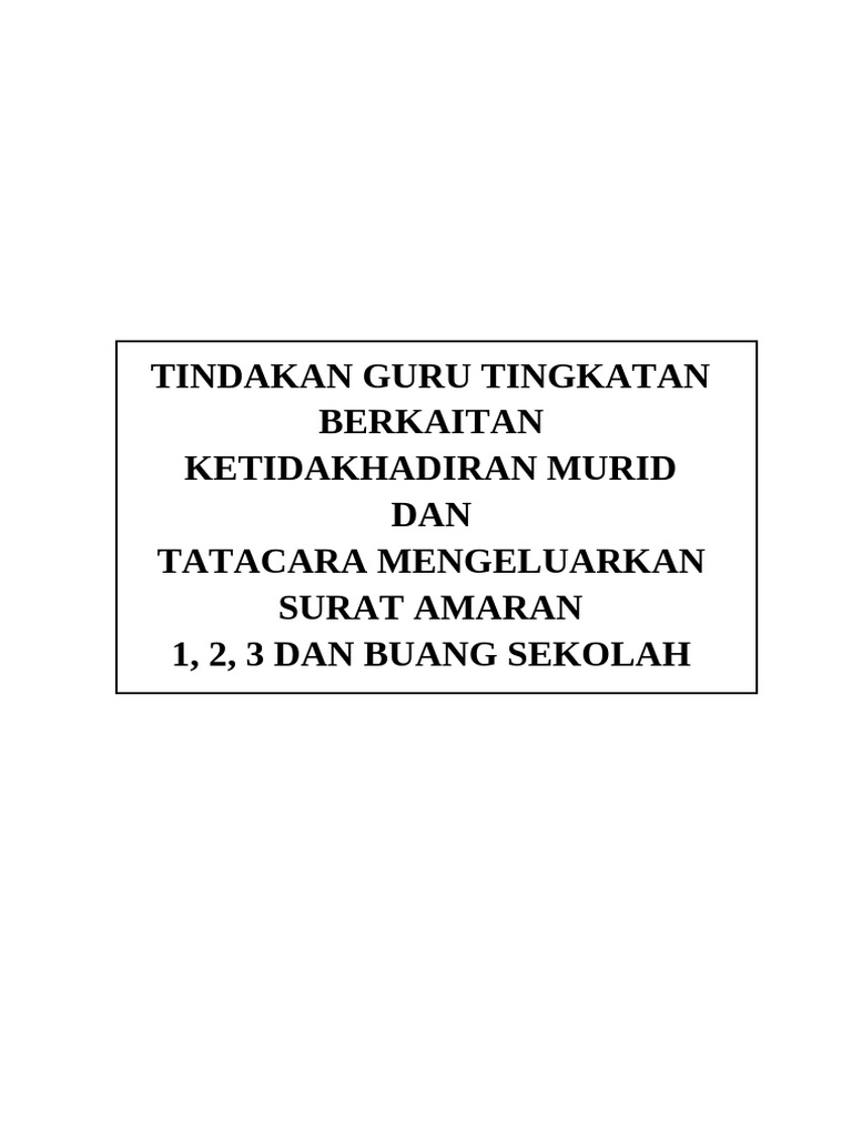 Tindakan Guru Tingkatan Berkaitan Ketidakhadiran Murid | PDF
