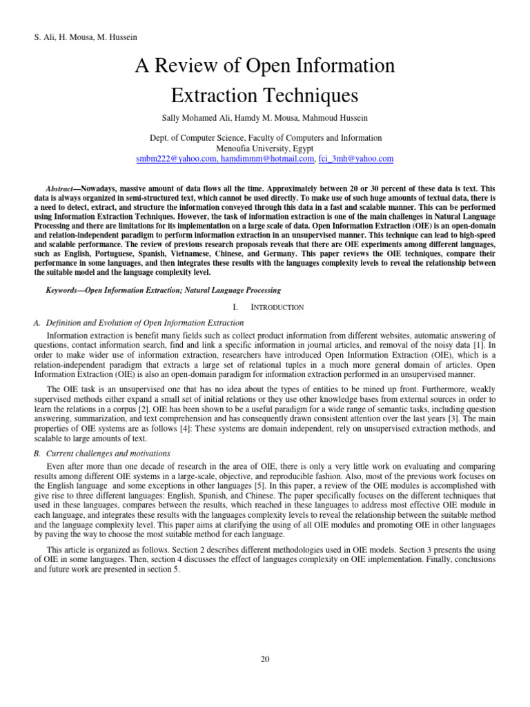 Review of Open Information Extraction Techniques | PDF | Parsing | Phrase