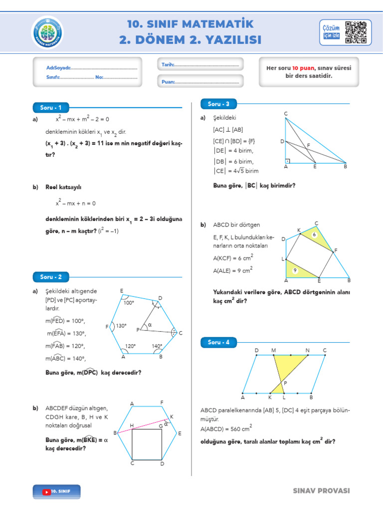 10.sinif Yazili 2.Donem-2.Yazili | PDF