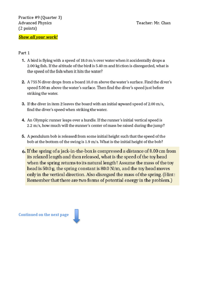 Practice 9 Q3 Advanced Physics | PDF