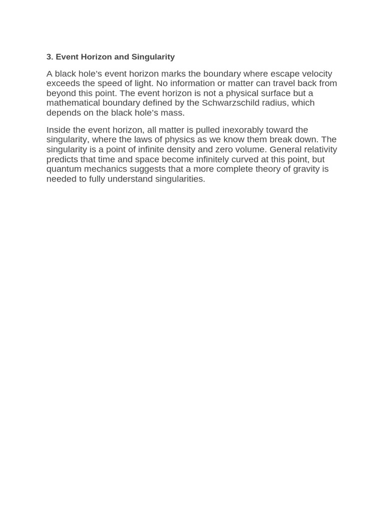 Event Horizon and Singularity | PDF