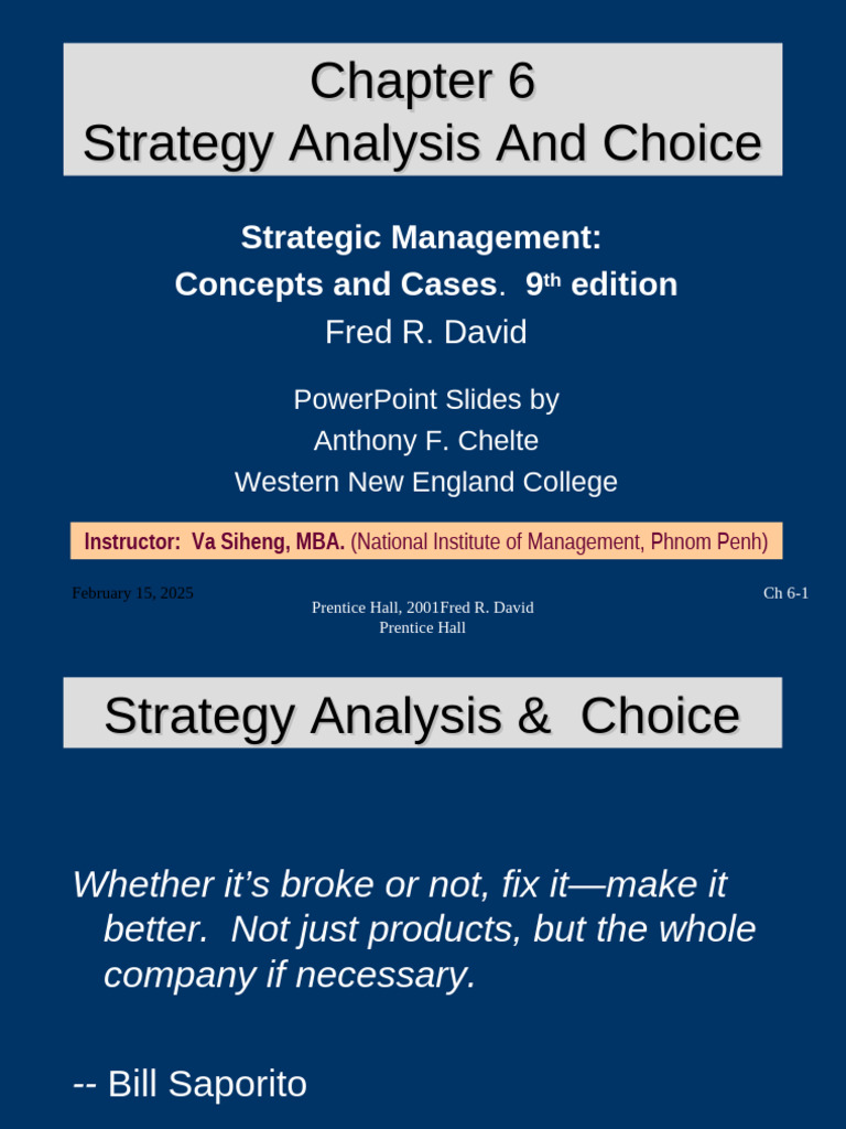 Strategy Analysis and Choice Overview | PDF | Business | Business Economics