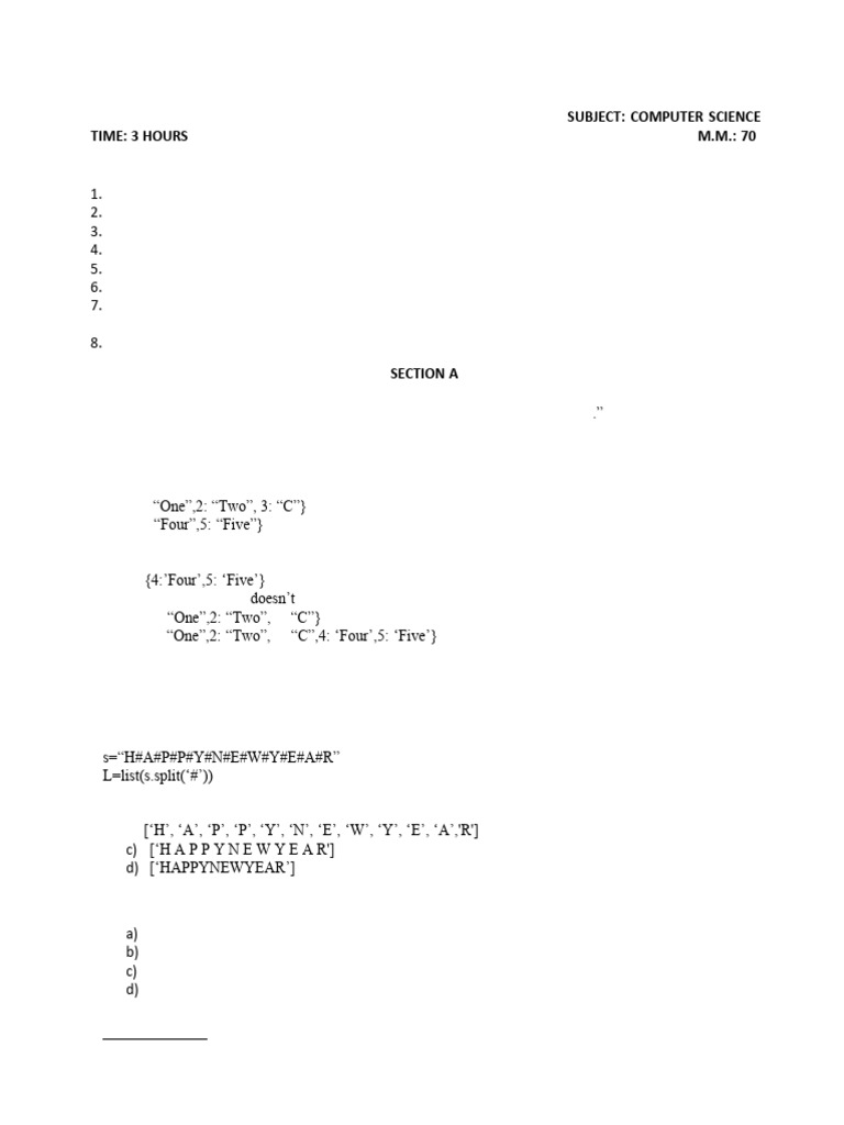 Cs Practise Paper Atomic Energy Education Society | PDF | Computer Data | Data Management