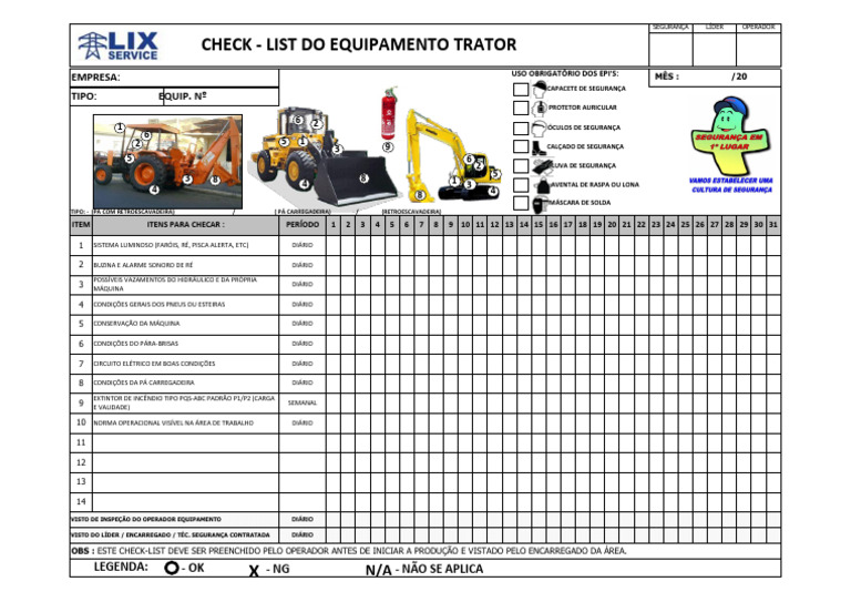 Check List - Trator e Pá Carregadeira | PDF