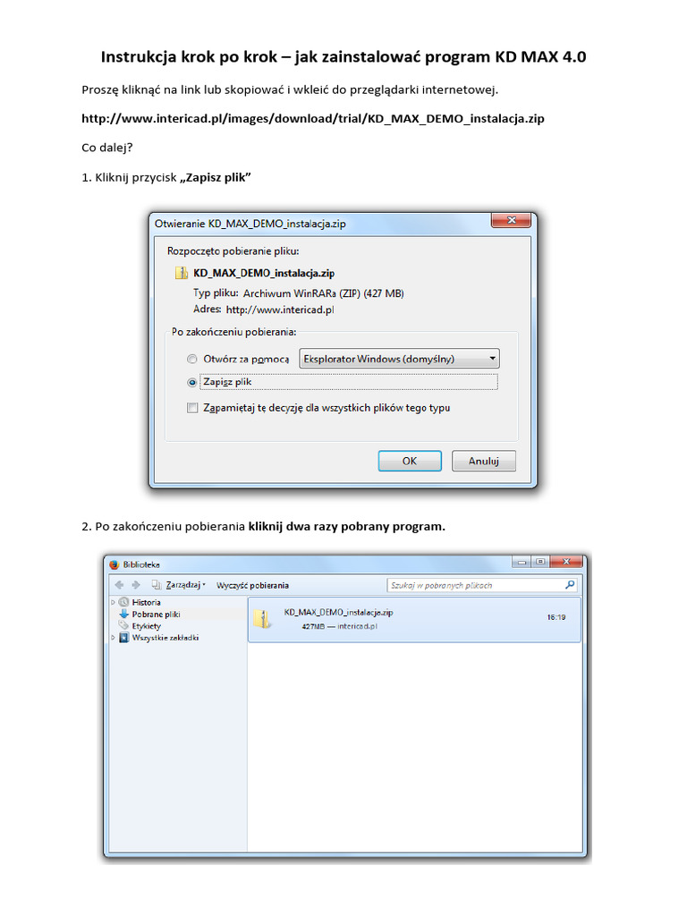 Instrukcja Krok Po Krok - Jak Zainstalowac Program KD MAX 4.0 | PDF
