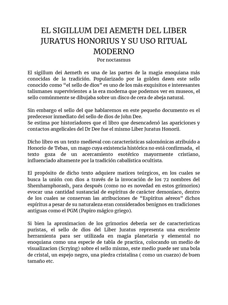 Sigillum Dei Aemeth: Ritual y Uso | PDF