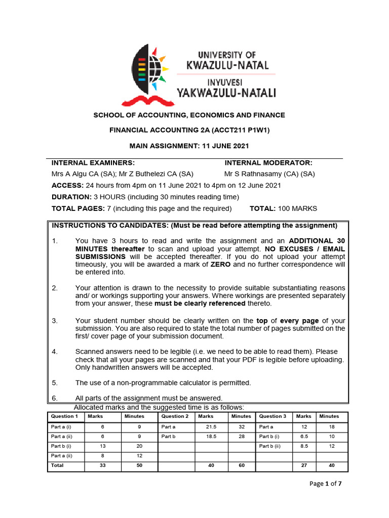 ACCT211 2021 Main Assignment Question | PDF | Taxes | Intangible Asset