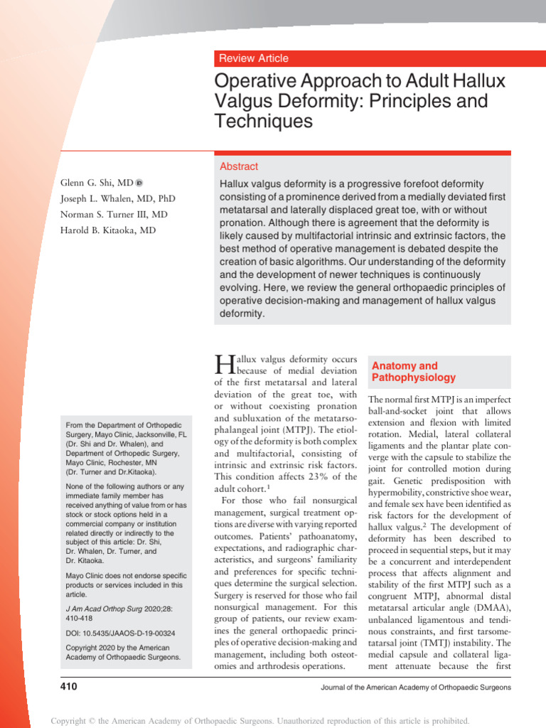 Operative Approach To Adult Hallux | PDF | Toe | Foot