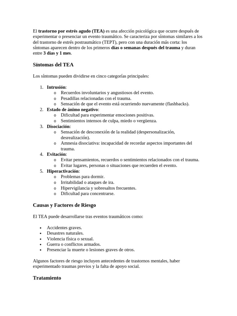 El Trastorno Por Estrés Agudo | PDF