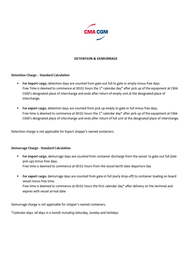Detention and Demurrage Charges Explained | PDF | Bill Of Lading | Cargo