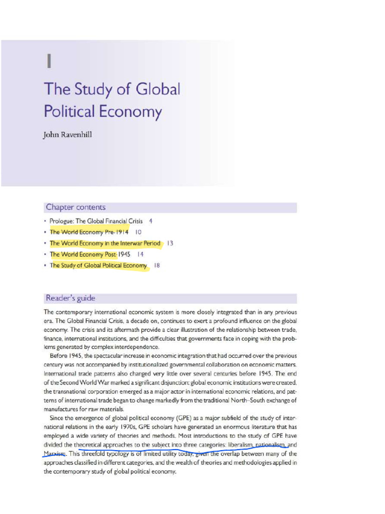 The - Study - of - Global - Political - Economy John Ravenhill Chapter ...