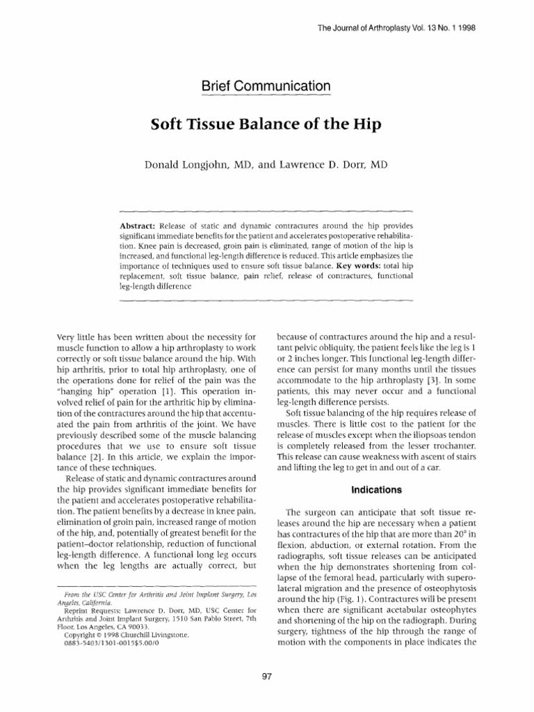 Soft Tissue Balance of the Hip | PDF | Hip | Anatomical Terms Of Motion