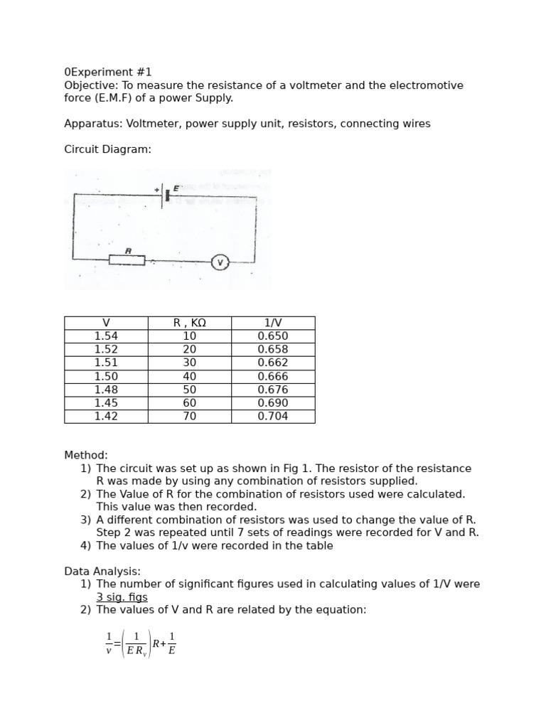 Experiment Electromotive force and Resistance updated | PDF | Resistor | Electrical Network