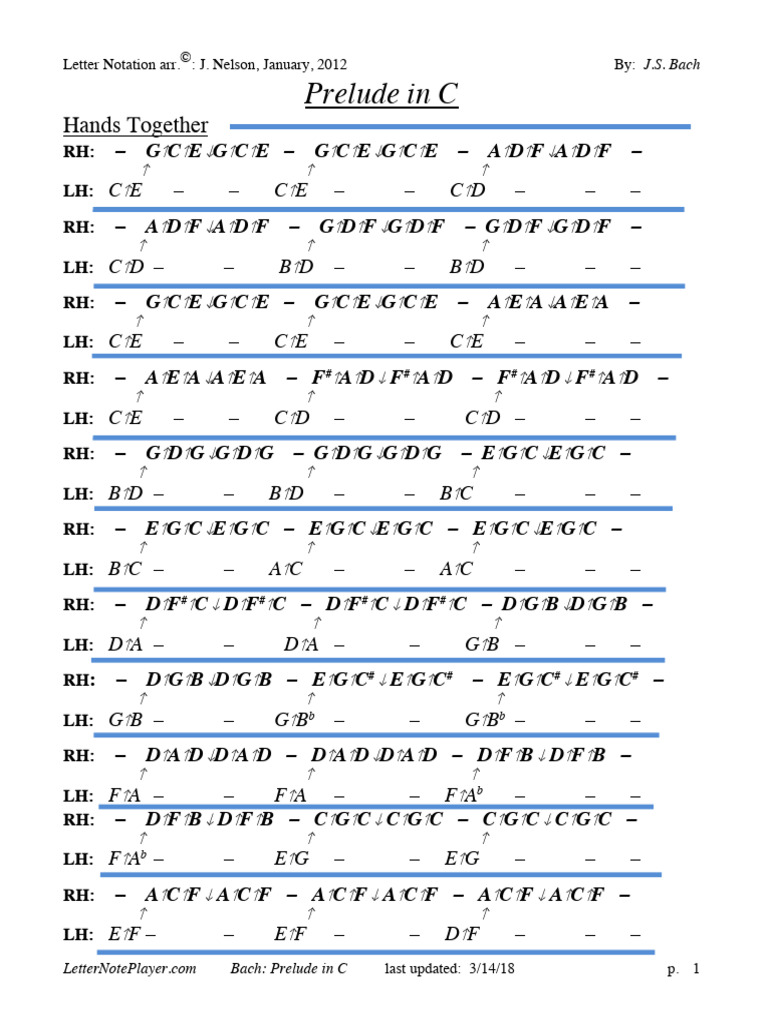 Bach Prelude in C - LTR - Not | PDF | Music Theory