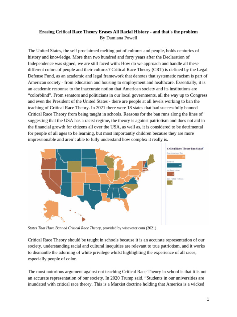 Importance of Teaching Critical Race Theory | PDF | Critical Race ...