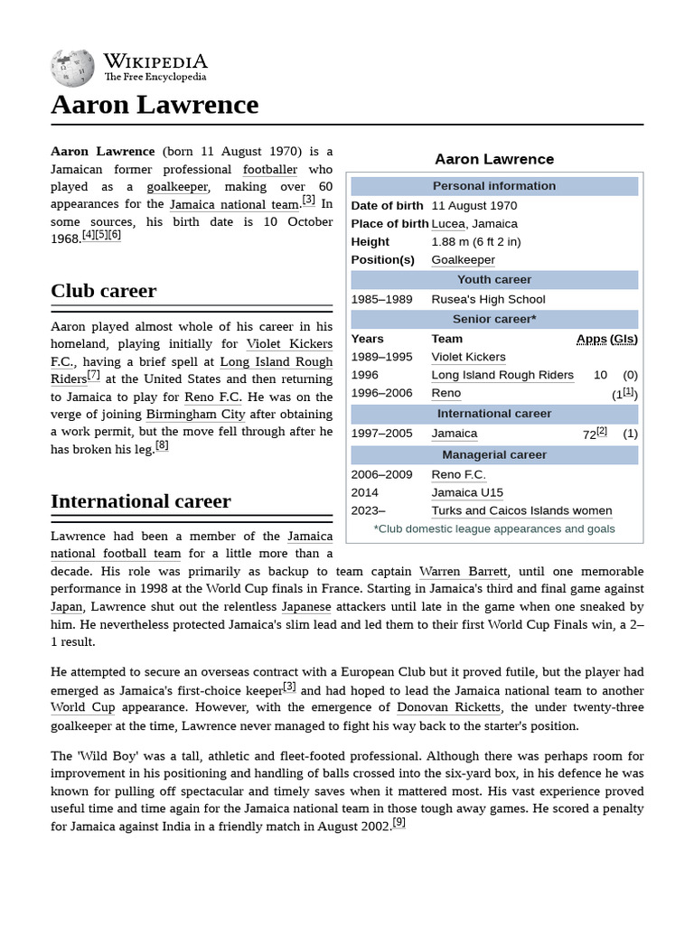 Aaron_Lawrence | PDF | Association Football | Association Football Clubs